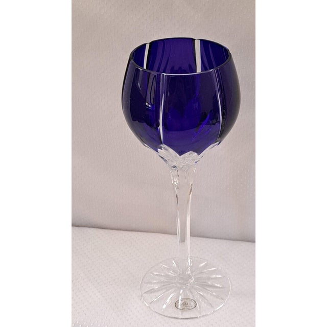Late 20th Century Ajka Castille Cobalt Cut to Clear Crystal PbO Wine ...