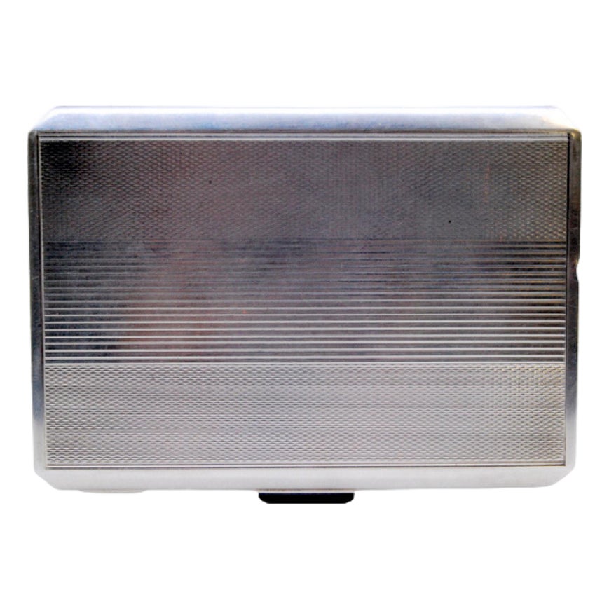 Silver Cigarette Case with Raised Bands, Gold Interior, Cigarette ...