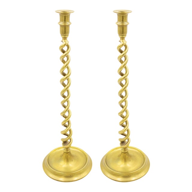 Italian Renaissance Style Brass Candlesticks - a Pair | Chairish