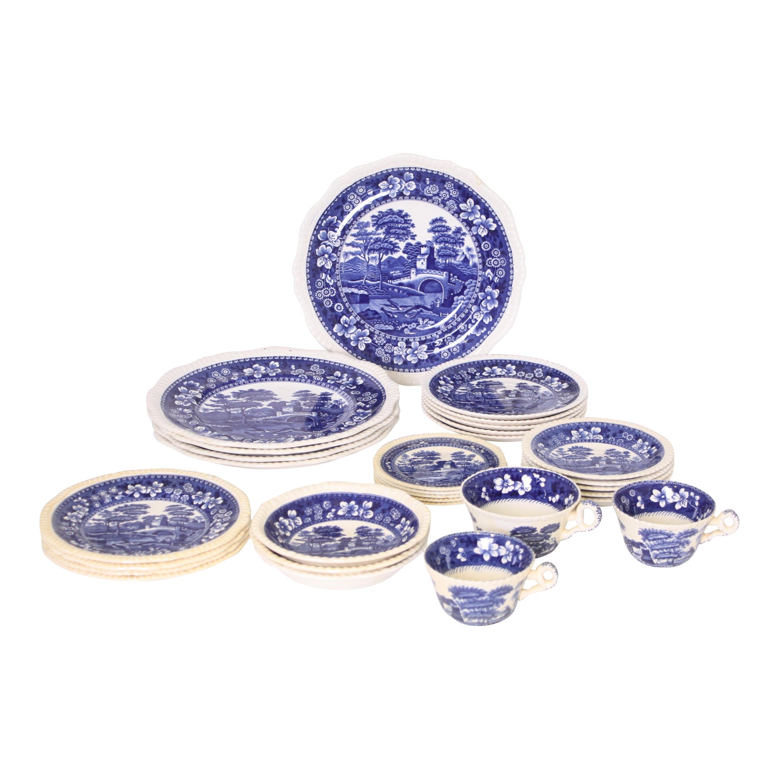 Antique Spode "Spode's Tower" Partial Dinner Set | Chairish