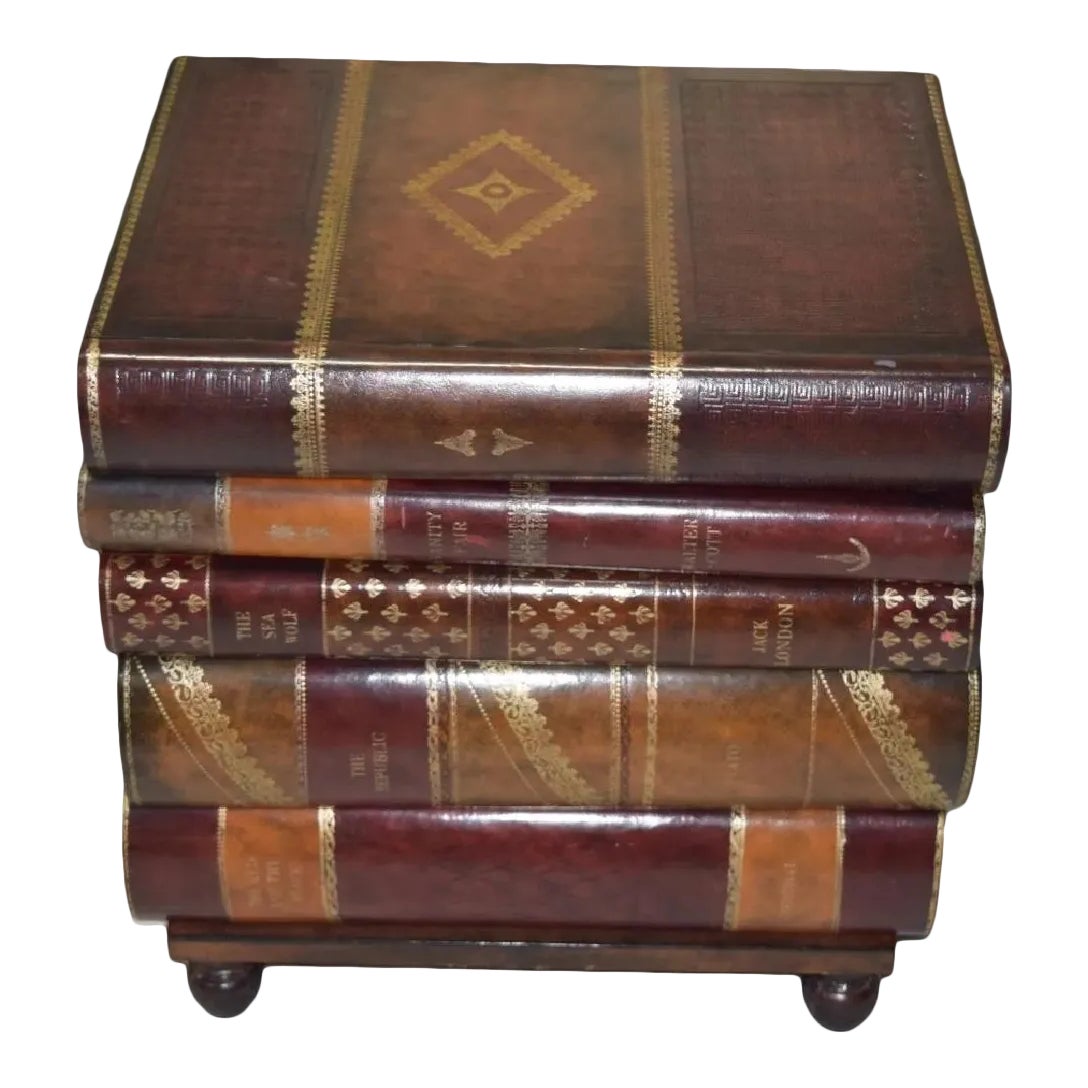 Maitland-Smith Figural Stacked Books Library Office End Table | Chairish