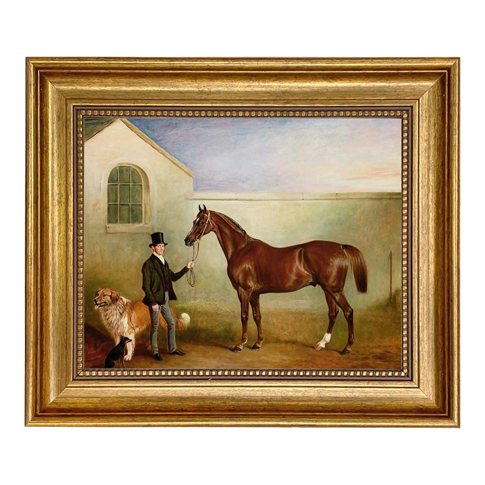 Ashton Being Held Equestrian Print Reproduction on Canvas in Antiqued ...