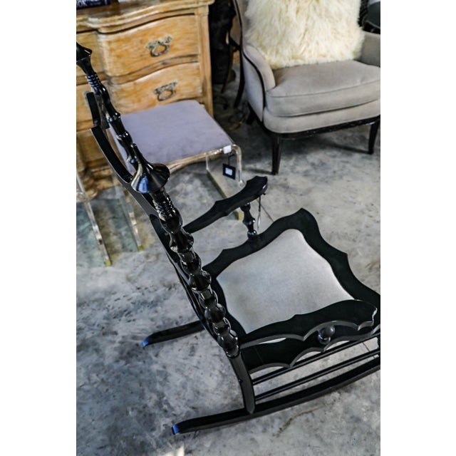 1990s Vintage Ebonized Gothic Rocking Chair | Chairish
