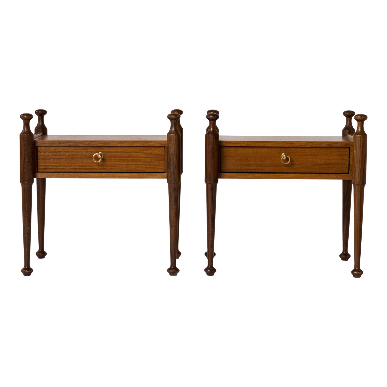 Pair of French 1970s Teak Veneer Scandinavian Style Night Stands by ...