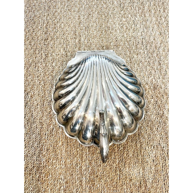 Large Size Vintage Hollywood Regency Style Silver Plate Shell Double ...