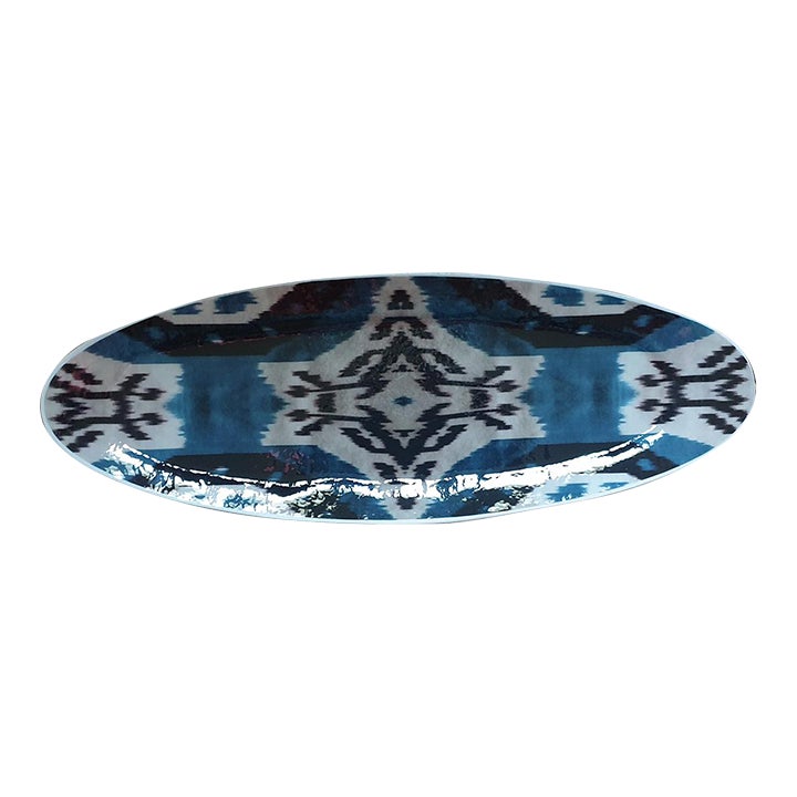Les Ottomans Handmade Murano Glass Ikat Tray, Blue/ Black | Chairish