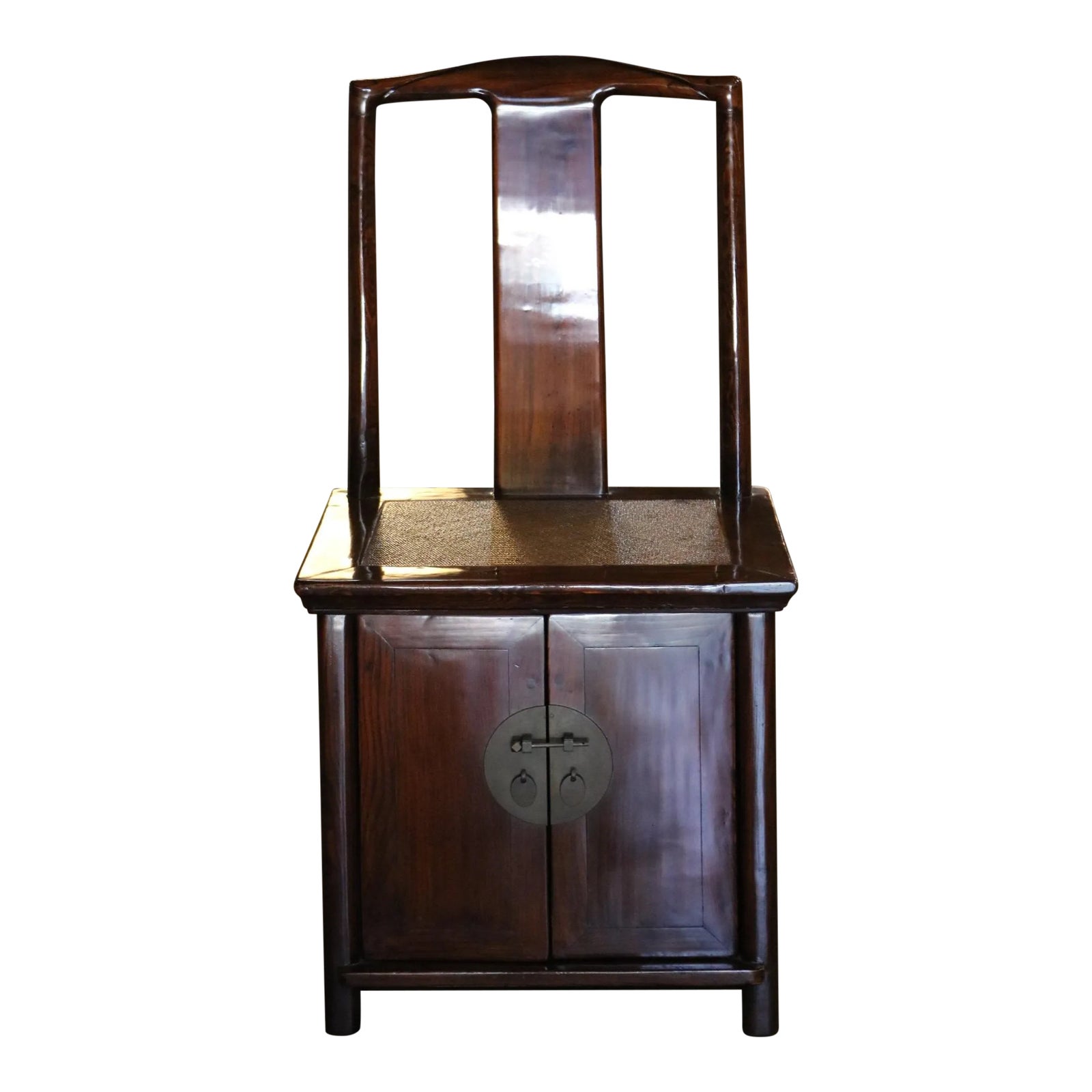 Elm Wood Chair With Lower Cupboard | Chairish