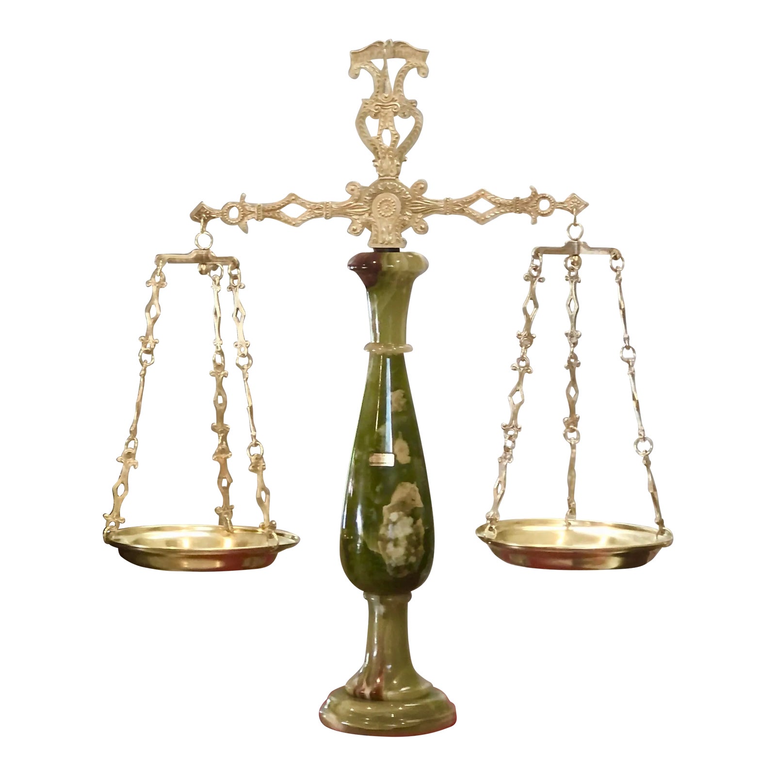 Vintage 1970s Italian Justice Scale in Brass and Onyx | Chairish