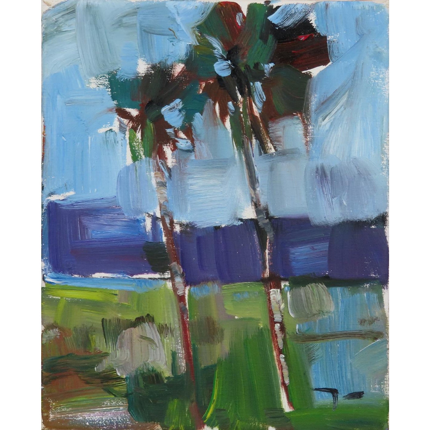 "Two Palm Trees" Contemporary Expressionist Style Landscape Oil ...