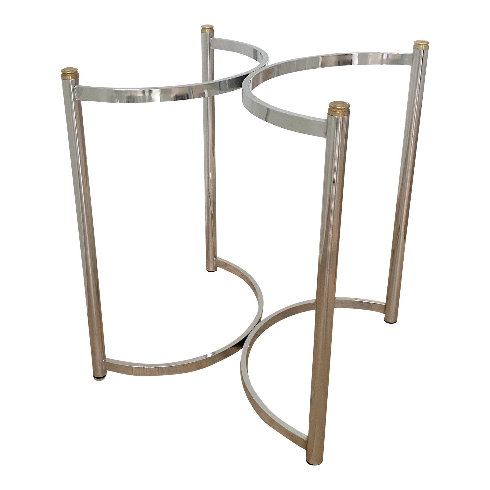 1970s Chrome and Brass Dining Table Base / Center Hall Table Base ...