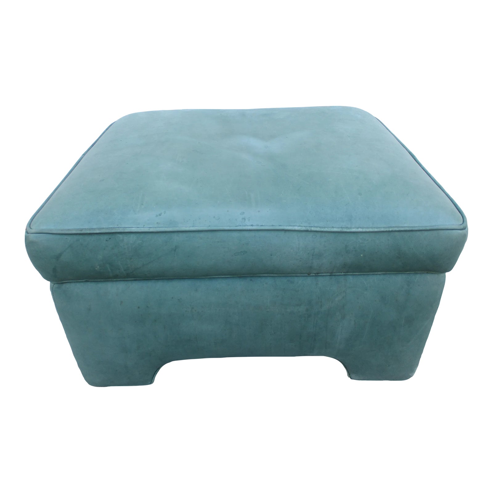 Vintage Mint Green Hancock & Moore Ottoman With Tray | Chairish