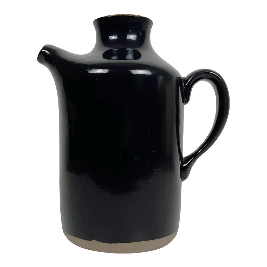 Jane and Gordon Martz Black Ceramic Pitcher for Marshall Studios | Chairish