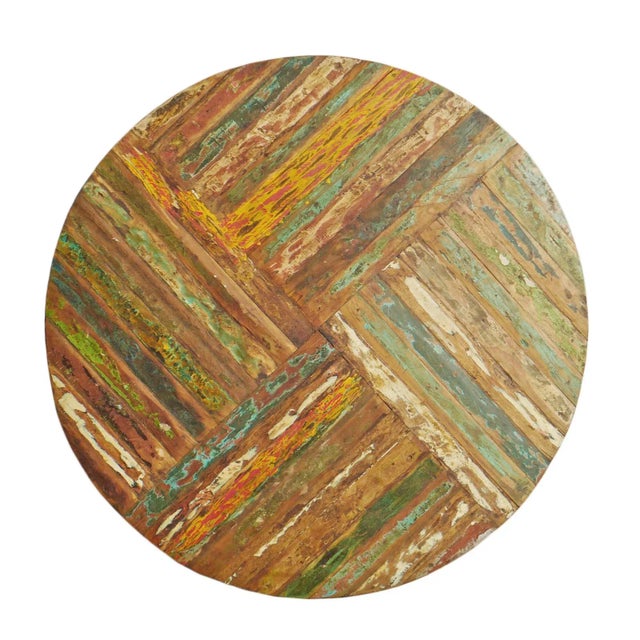 Salvaged Round Boat Wood Coffee Table | Chairish