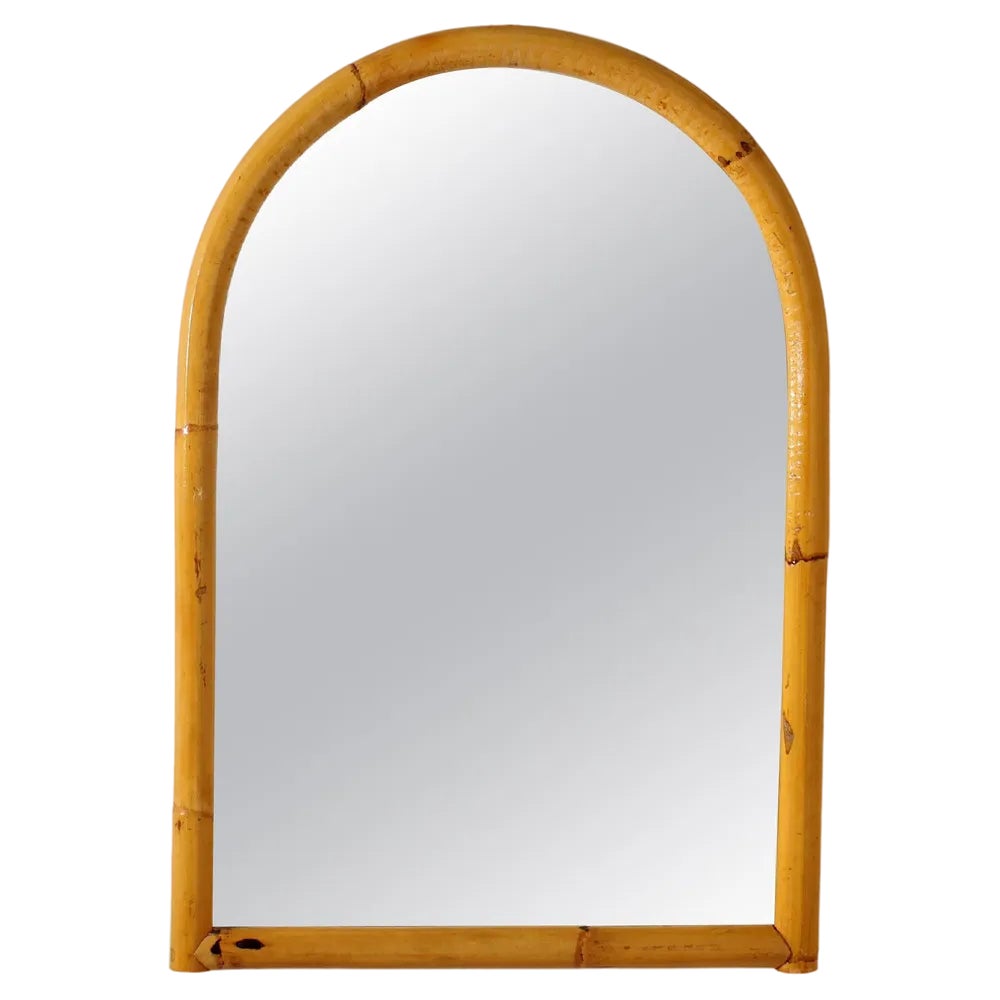 Mid-Century Arched Bamboo & Cane Wall Mirror, Italy, 1960s | Chairish