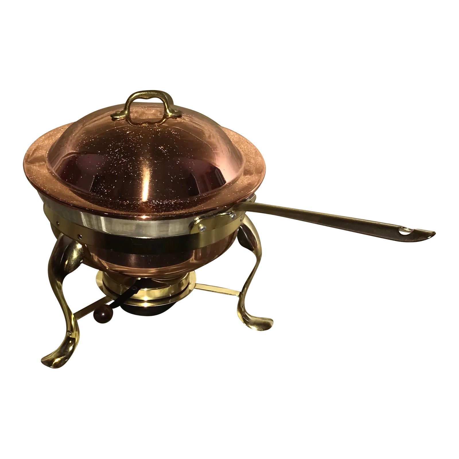 Vintage Brass and Copper Chafing Dish With Long Brass Handle by Ernest ...