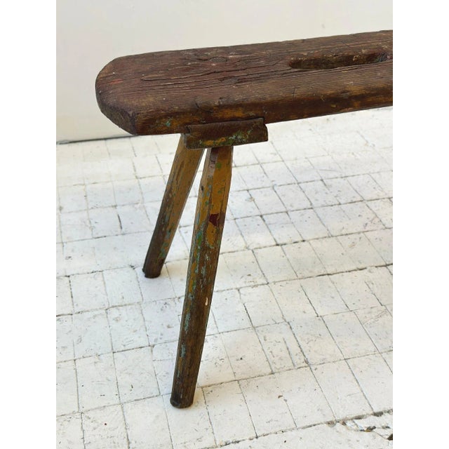 Antique Rustic Painted Farm Stool, Circa Early 20th Century | Chairish