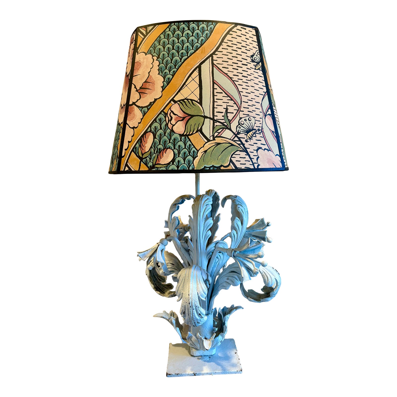 Vintage Cast Iron Lamp With Gucci Shade | Chairish