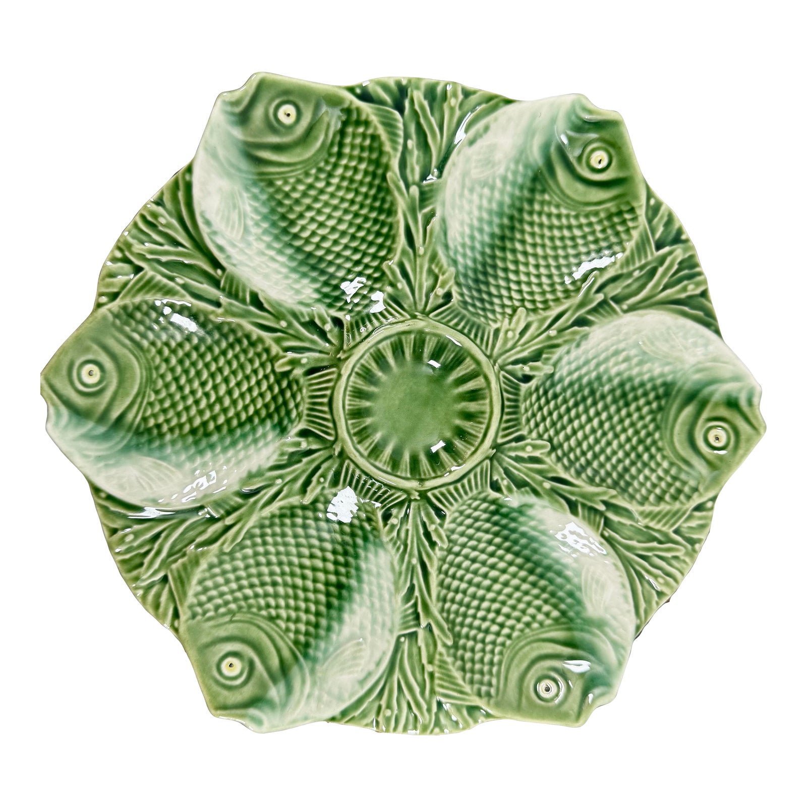Late 20th Century Rare Bordallo Pinheiro Majolica Oyster Plate Fish ...