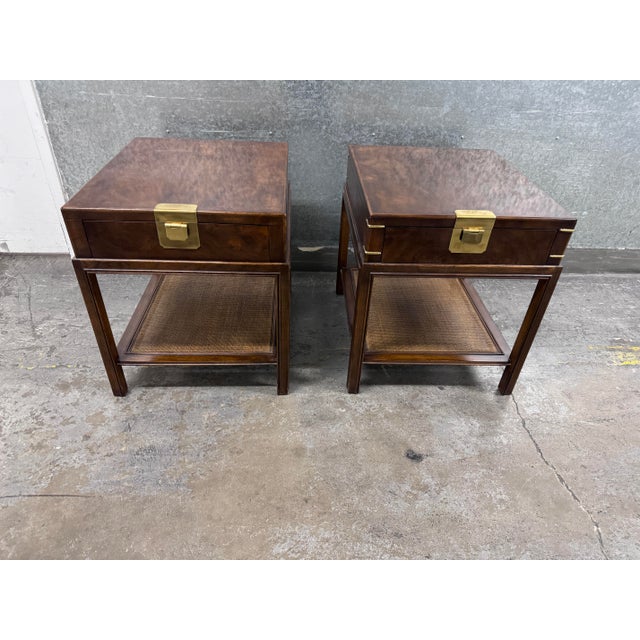 Vintage Drexel Heritage Burlwood Nightstands, a Pair | Chairish