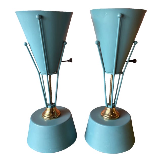 1960’s Atomic Metal Table Lamps - a Pair | Chairish