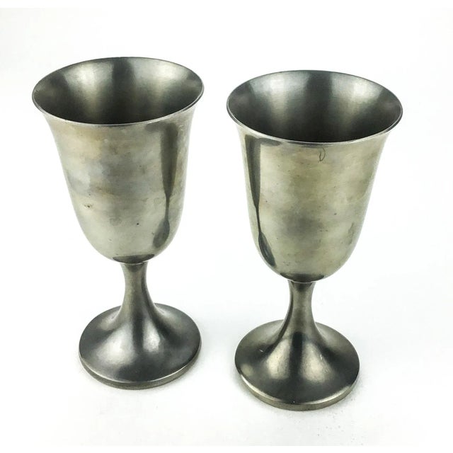 Vintage Pair of Preisner Pewter Wine Goblets 2037 | Chairish