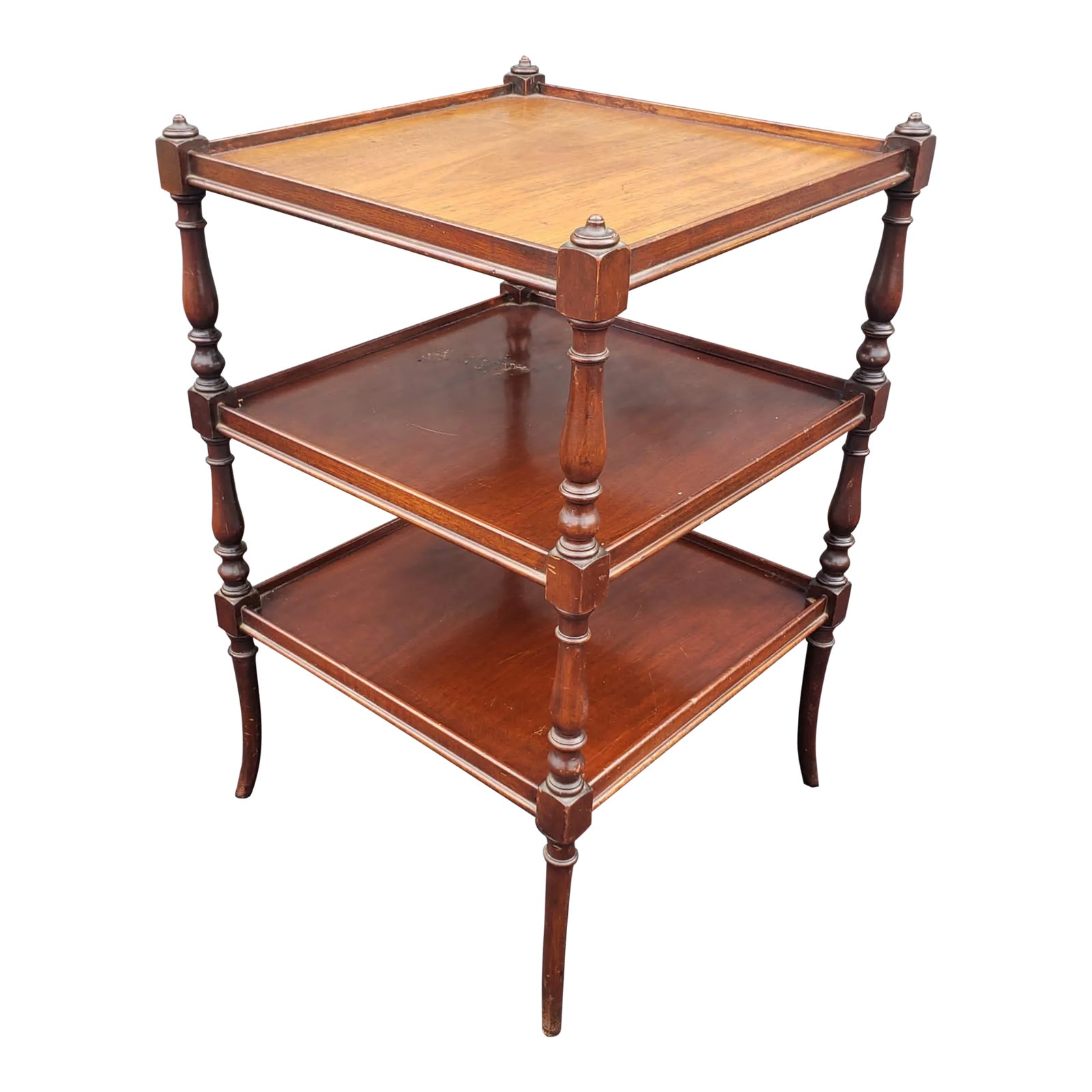 Regency Style Mahogany Three Tier Side Table | Chairish