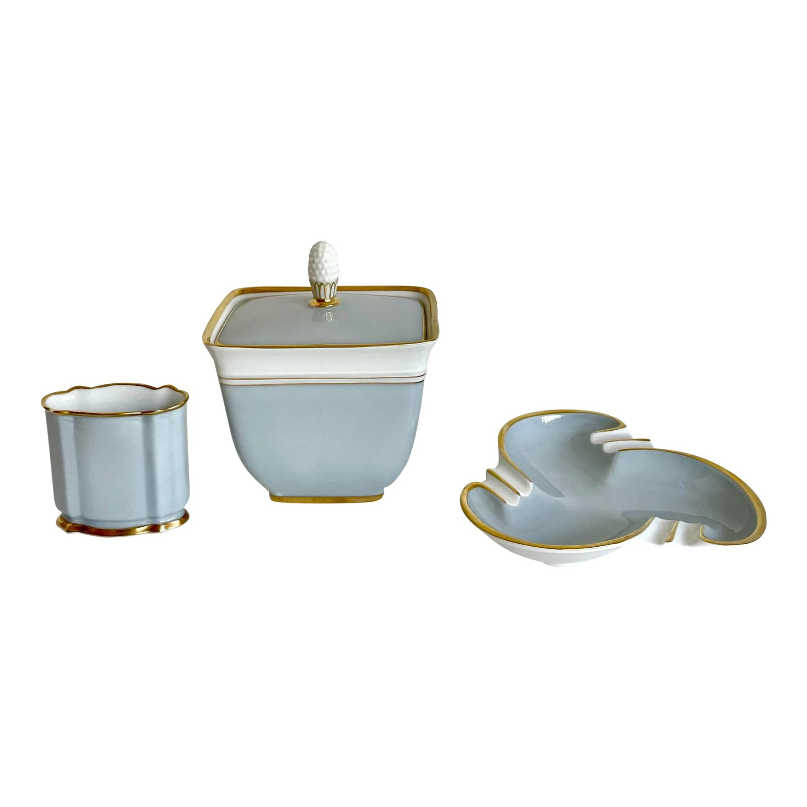 Mid-Century Rosenthal Azur Kronach-Germany Smoking Vanity Set | Chairish