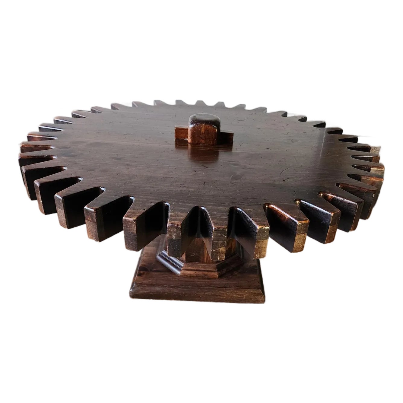 Vintage Ethan Old Tavern Solid Pine Gear Coffee Table | Chairish