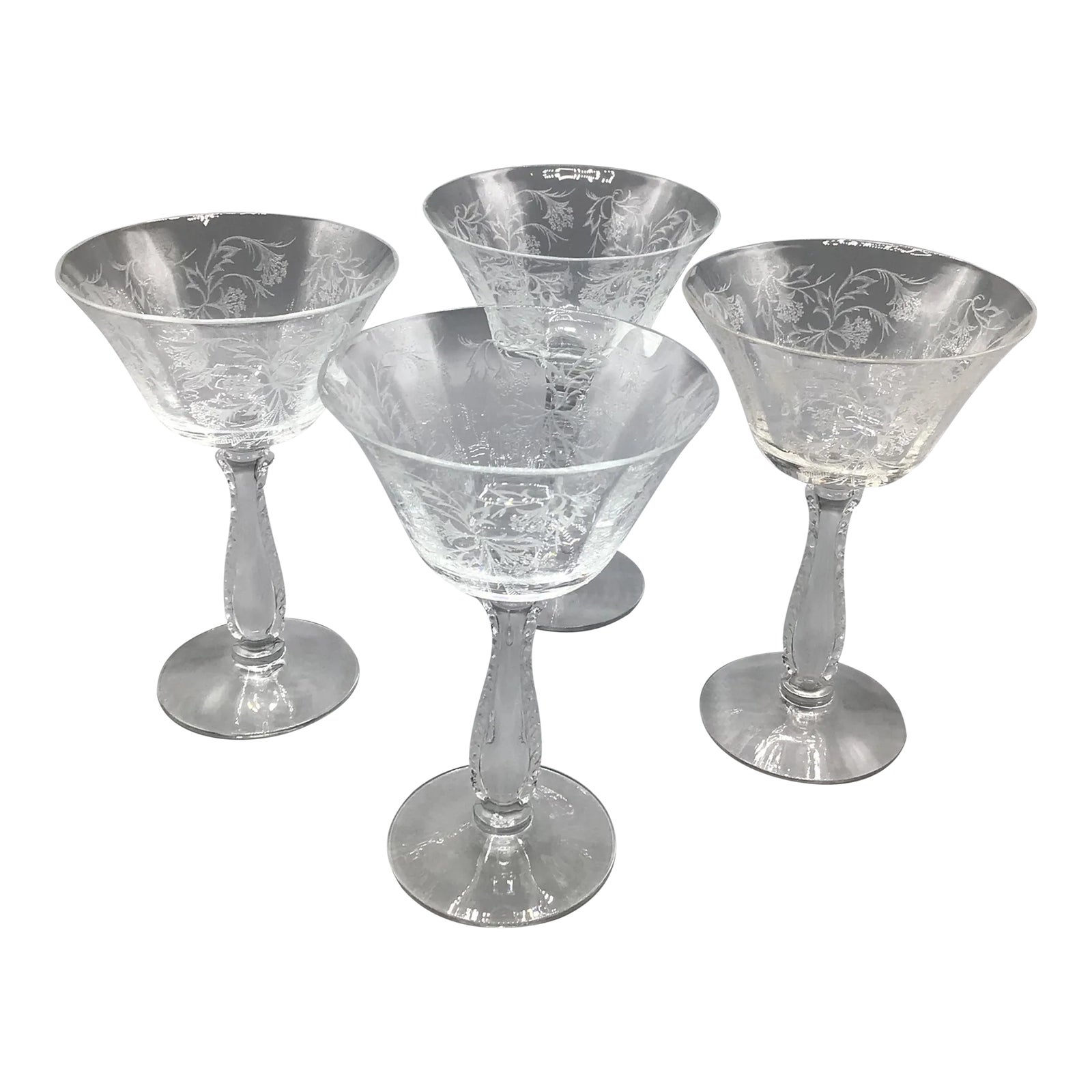 Vintage Fostoria Heather Champagne/Tall Sherbet Glasses Set of 4 | Chairish