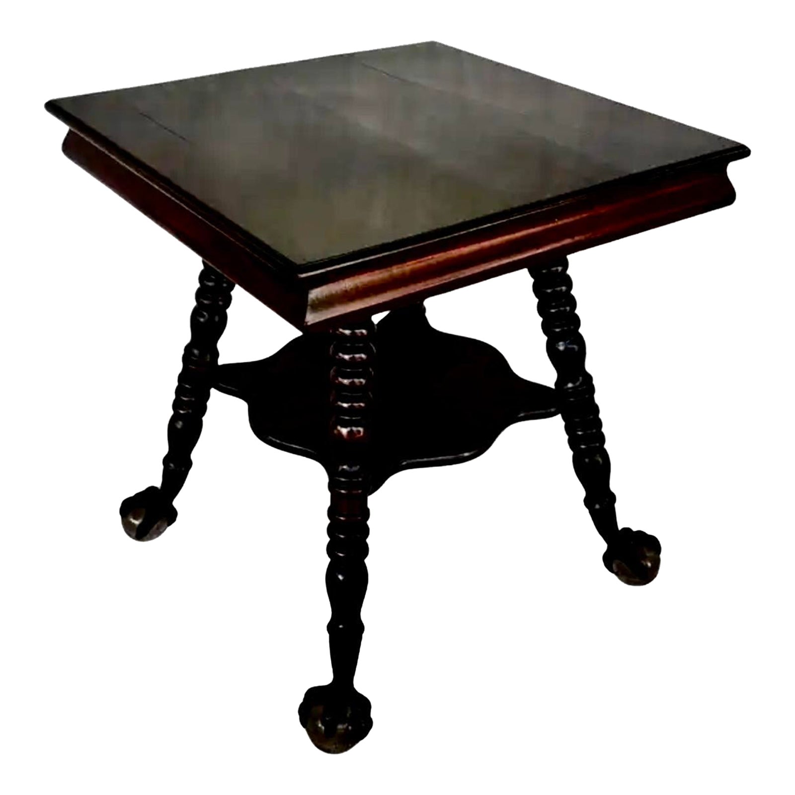 Late 19th Century Library Side Table With Ball and Claw Feet | Chairish