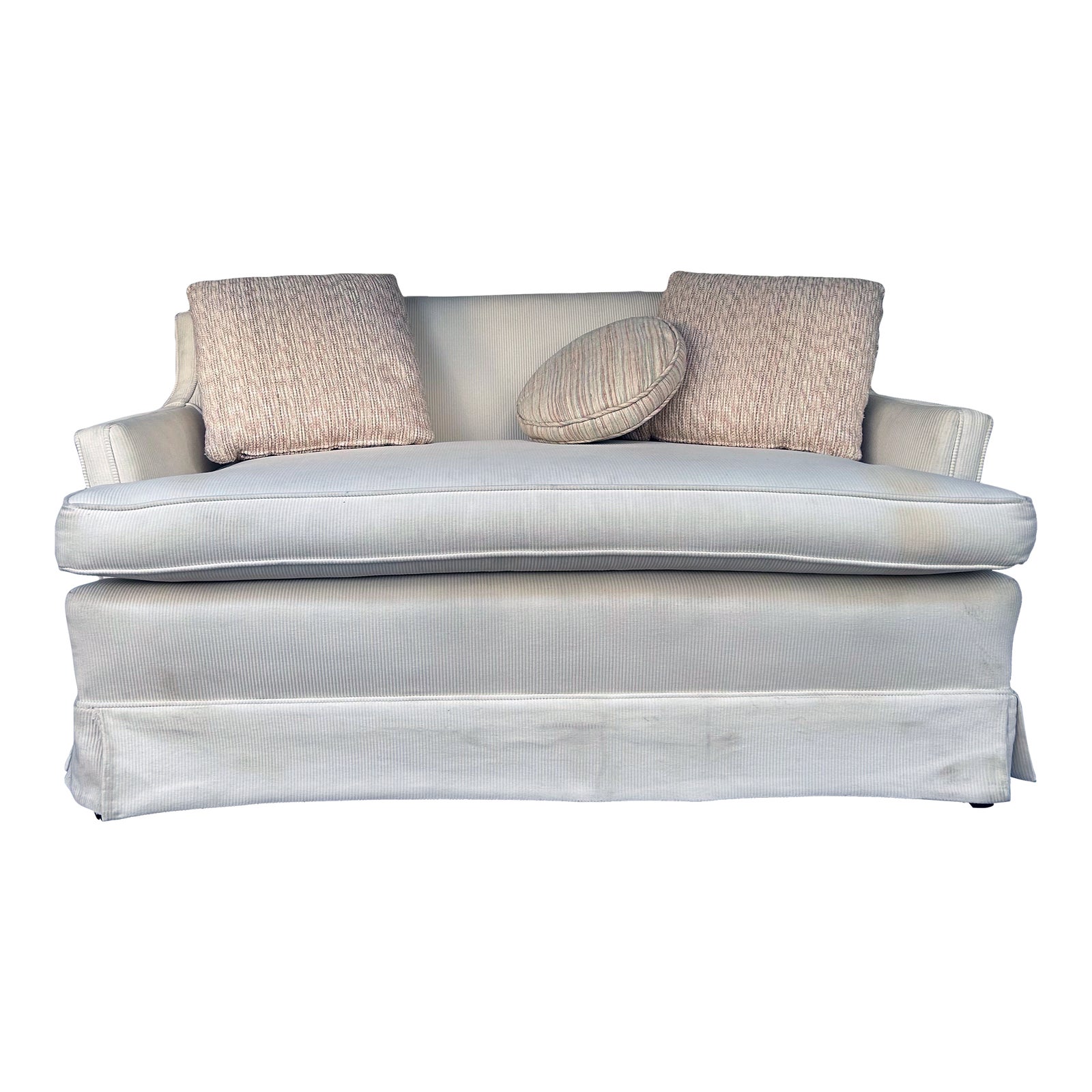 Vintage Hollywood Regency Ivory Bench Seat Sofa | Chairish