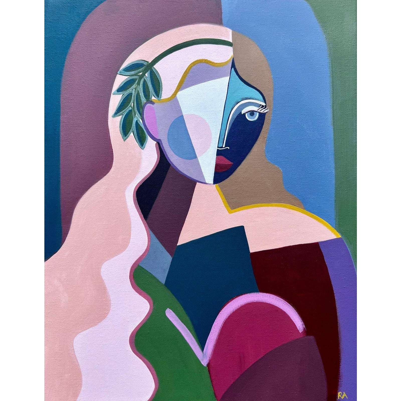"Delphine" Contemporary Abstract Portrait Painting by Rebecca Adler ...