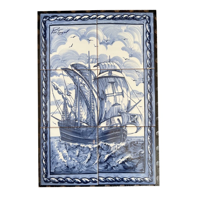 Hand Painted Caravel Sailing Ship Portuguese Azulejos Tile Mural Wall ...