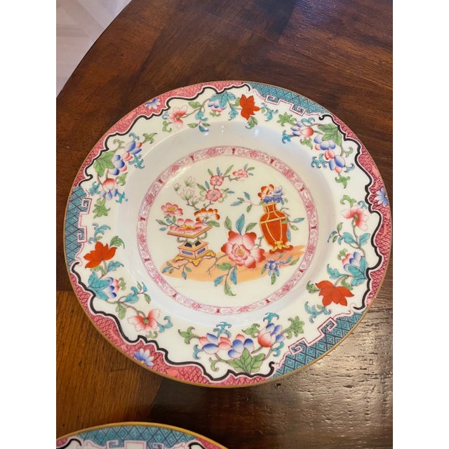 Mid 19th Century Minton Poonah Pattern Rimmed Bowls- Set of 12 | Chairish