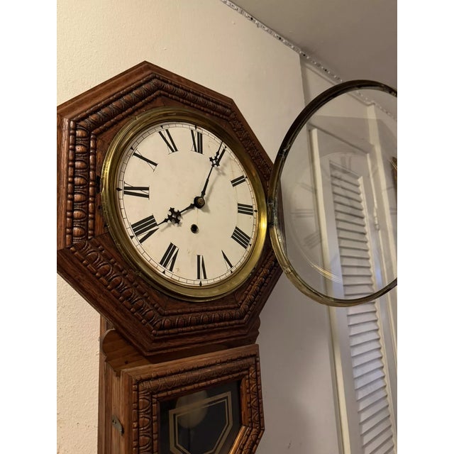 19th Century Ingraham Schoolhouse Style Wall Clock | Chairish