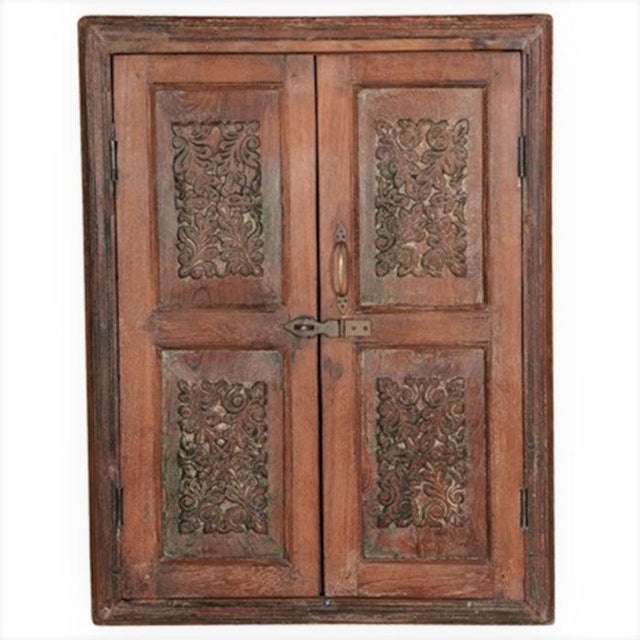 24" X 32" Antique Carved Teak Wood Distressed Window Wall Hanging ...
