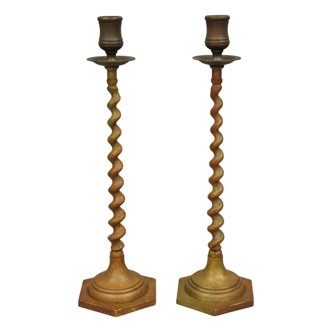 Vintage English Regency Small Patinated Bronze Barley Twist ...