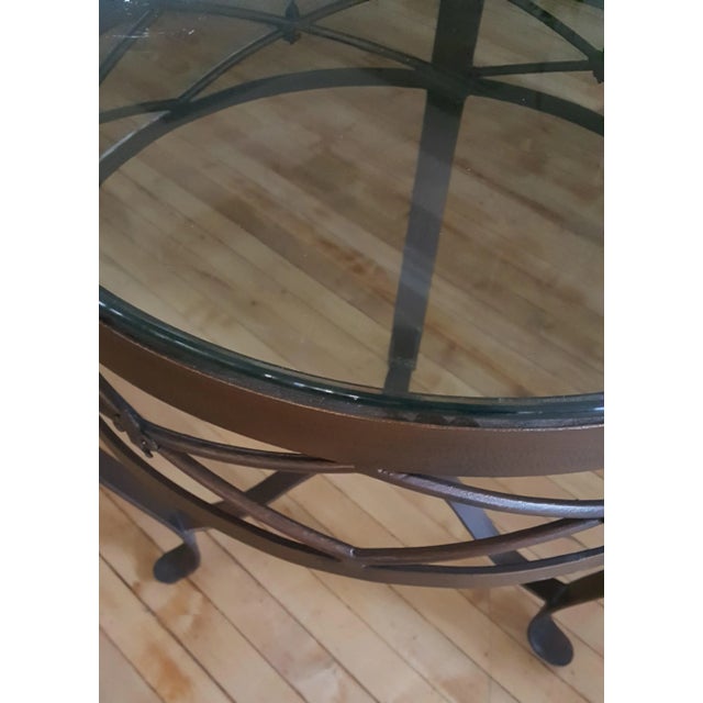 Modern Sherrill Furniture Glass and Wrought Iron Round Table | Chairish