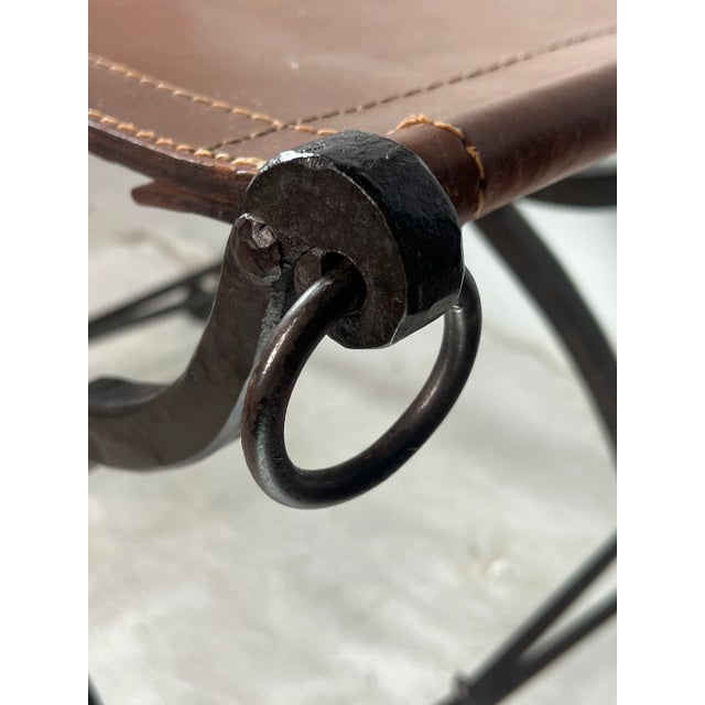 Antique Morgan Colt Style Wrought-Iron and Leather Folding Curule Stool ...