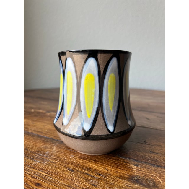 Mid-Century Modern Style Handpainted Stoneware Pottery Mug | Chairish