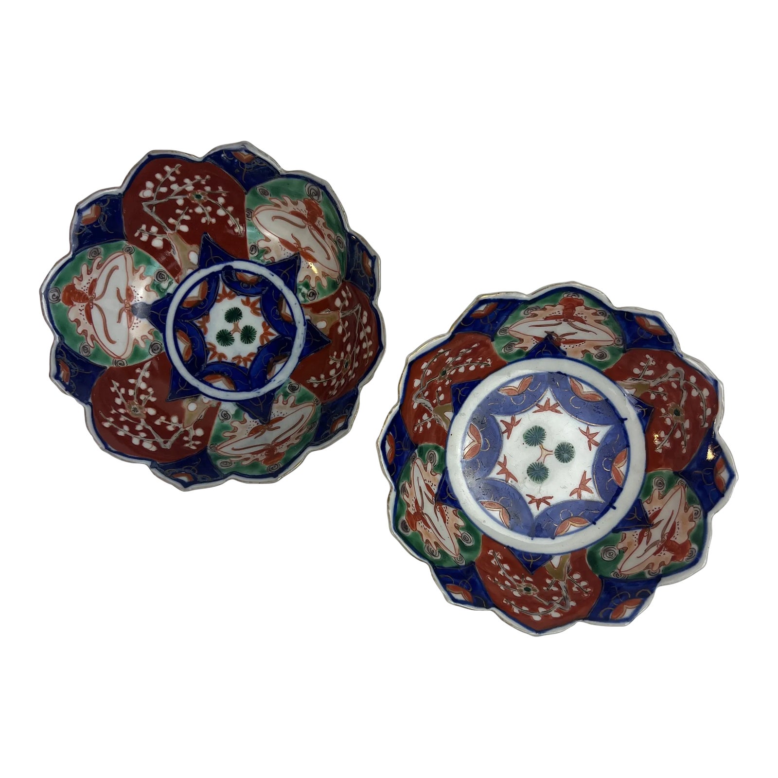 Mid 20th Century Small Lotus Imari Bowls - A Pair | Chairish