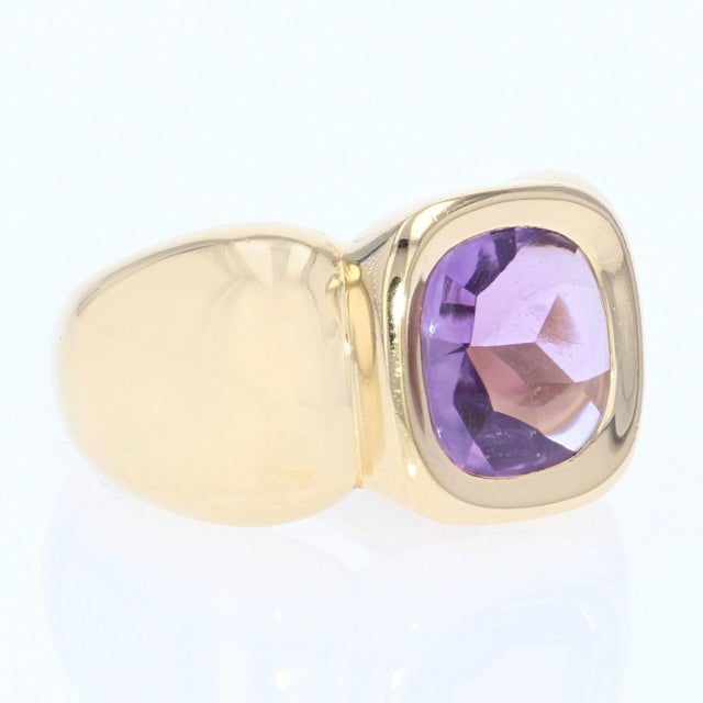 French Modern 3.60 Cartas Amethyst 18 Karat Yellow Gold Bangle Ring ...