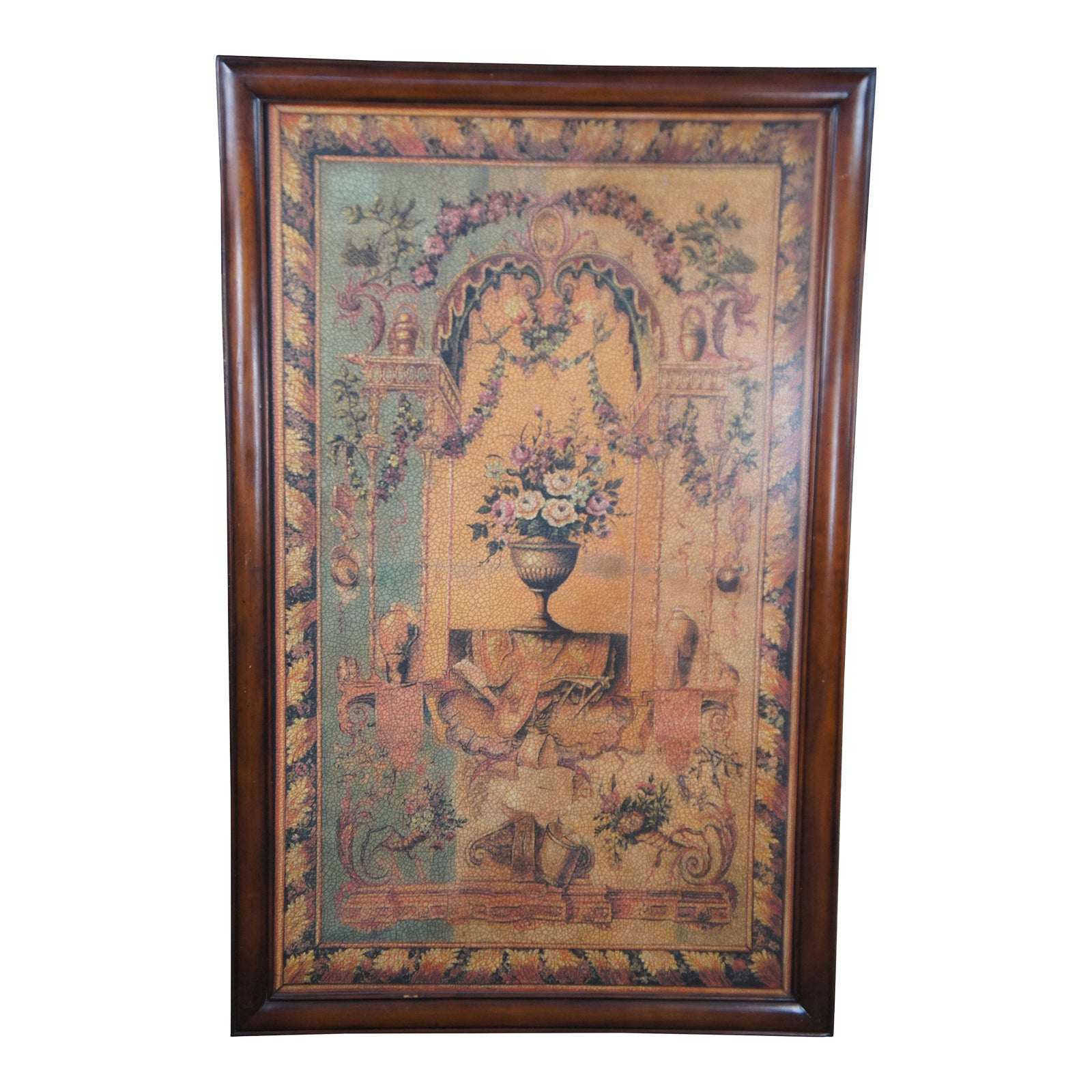 Theodore Alexander French Tapestry Decoupage Wall Panel Mahogany Frame ...