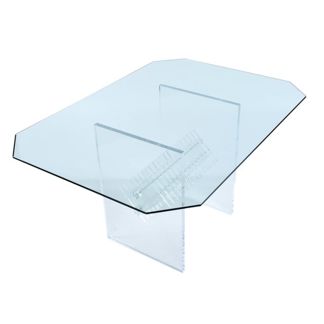 Rectangular Clear Acrylic Lucite Dining Table With Diamond Shaped Prism ...