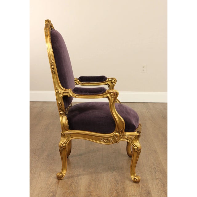 French Rococo Louis XV Style Pair of Giltwood Fauteuil Armchairs | Chairish