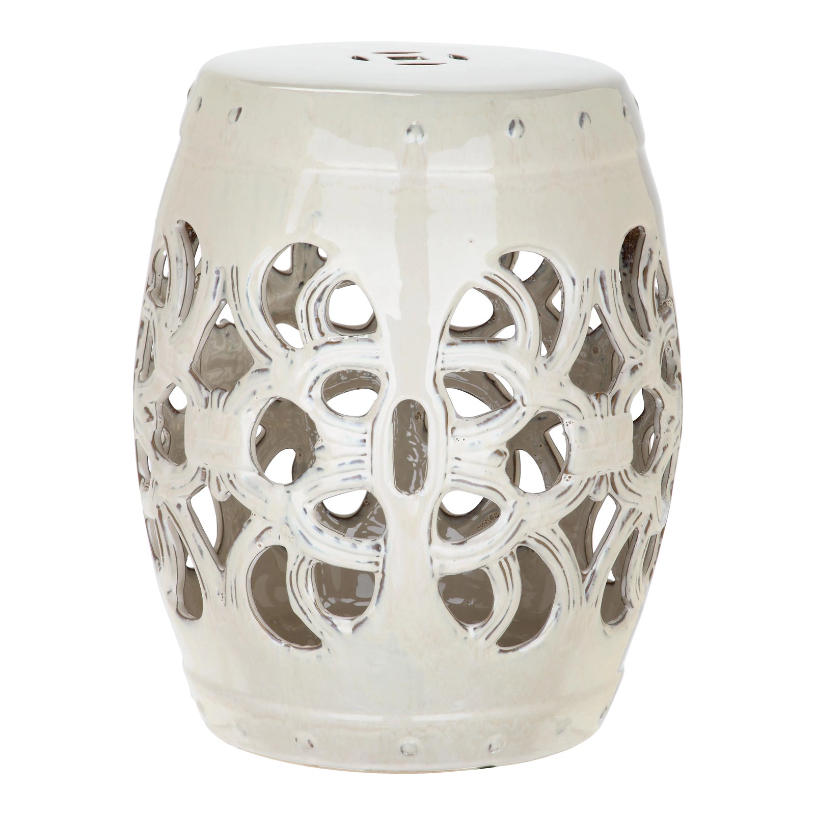 Vine Garden Stool in Cream | Chairish