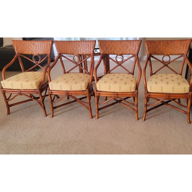 Ficks Reed Bamboo Rattan Five Piece Dining Set of 5 | Chairish