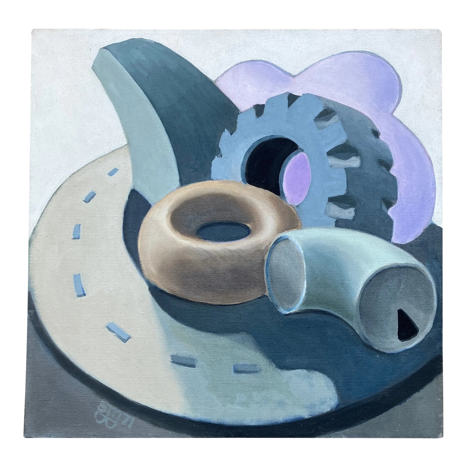 1970’s Original Mechanical Abstract Painting “Good Earth” by S.Monroe ...