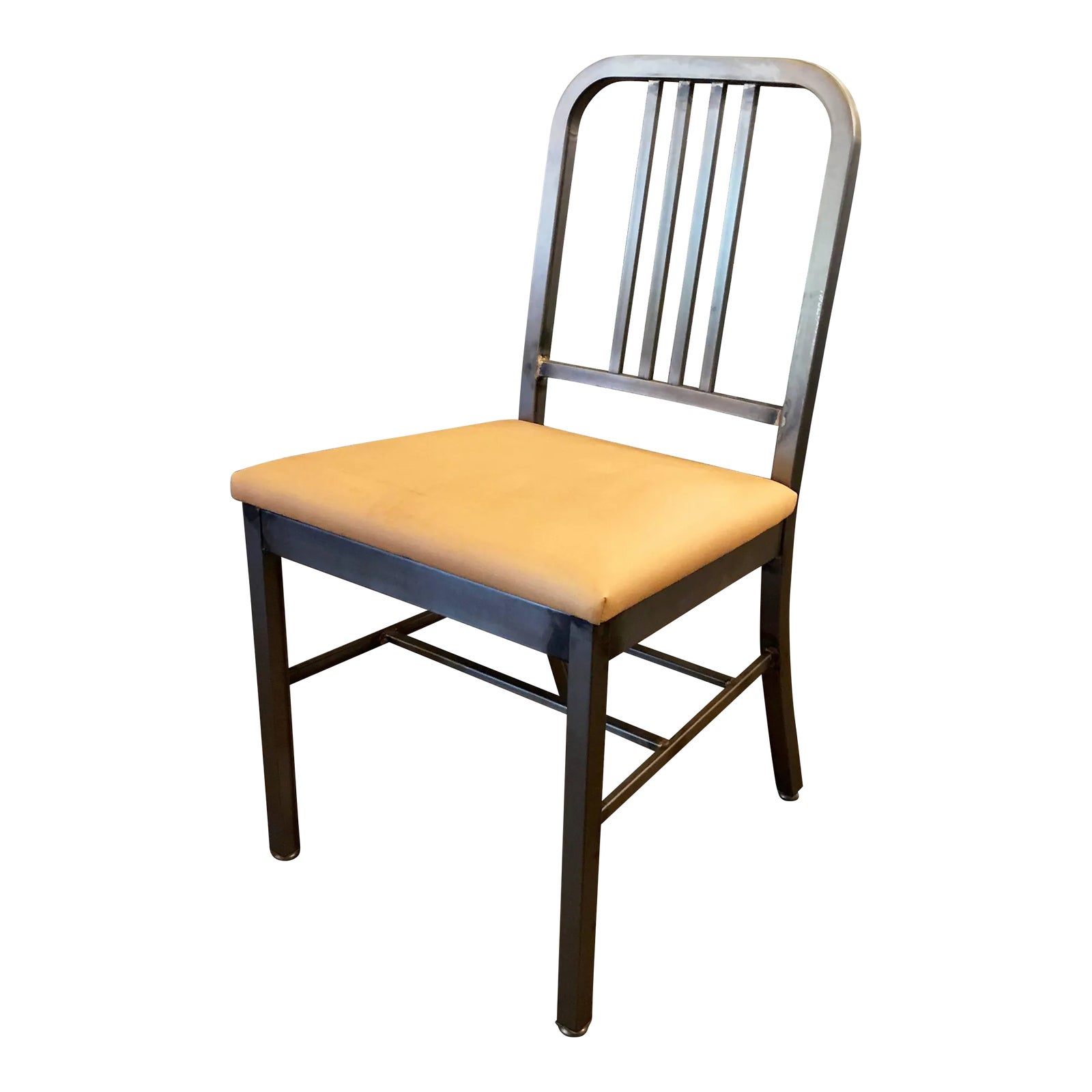 Industrial Machine Age Brushed Steel Desk Chair | Chairish