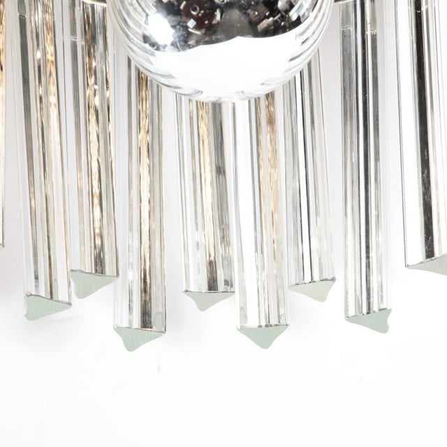 Mid Century Modern Polished Chrome & Translucent Murano Glass Triedre ...